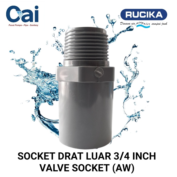 Jual FITTING PIPA PVC - SOCKET DRAT LUAR - SDL - 3/4 INCH - AW - RUCIKA ...