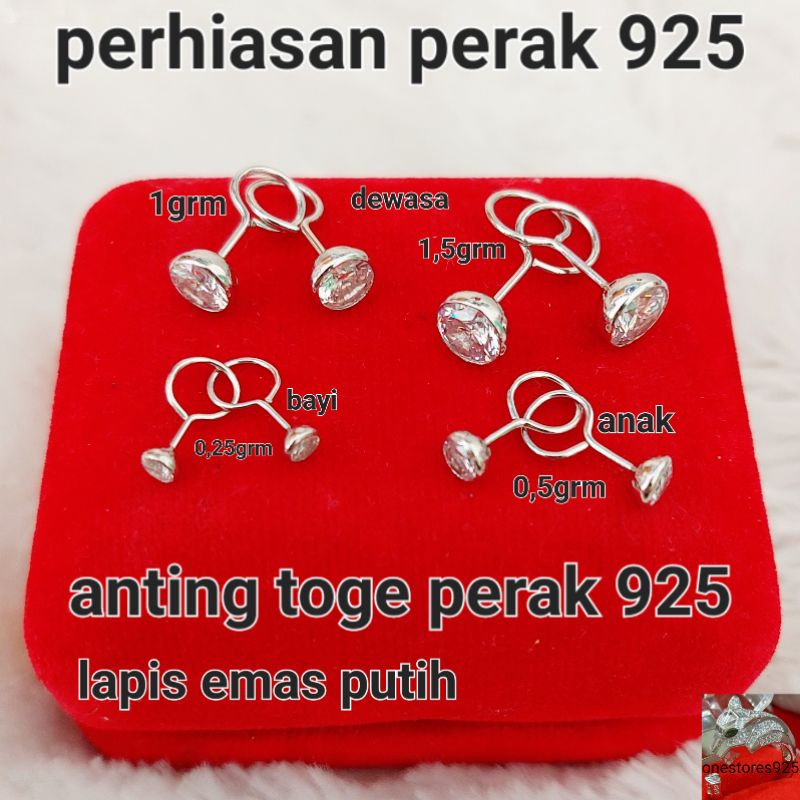 Jual ANTING TOGE PERAK ASLI 925 LAPIS EMAS PUTIH | Shopee Indonesia