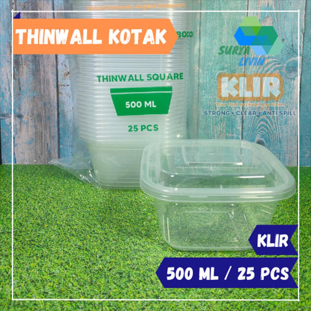 Jual Thinwall Kotak 500 Ml 25 Pcs Klir Thinwall Square Kotak