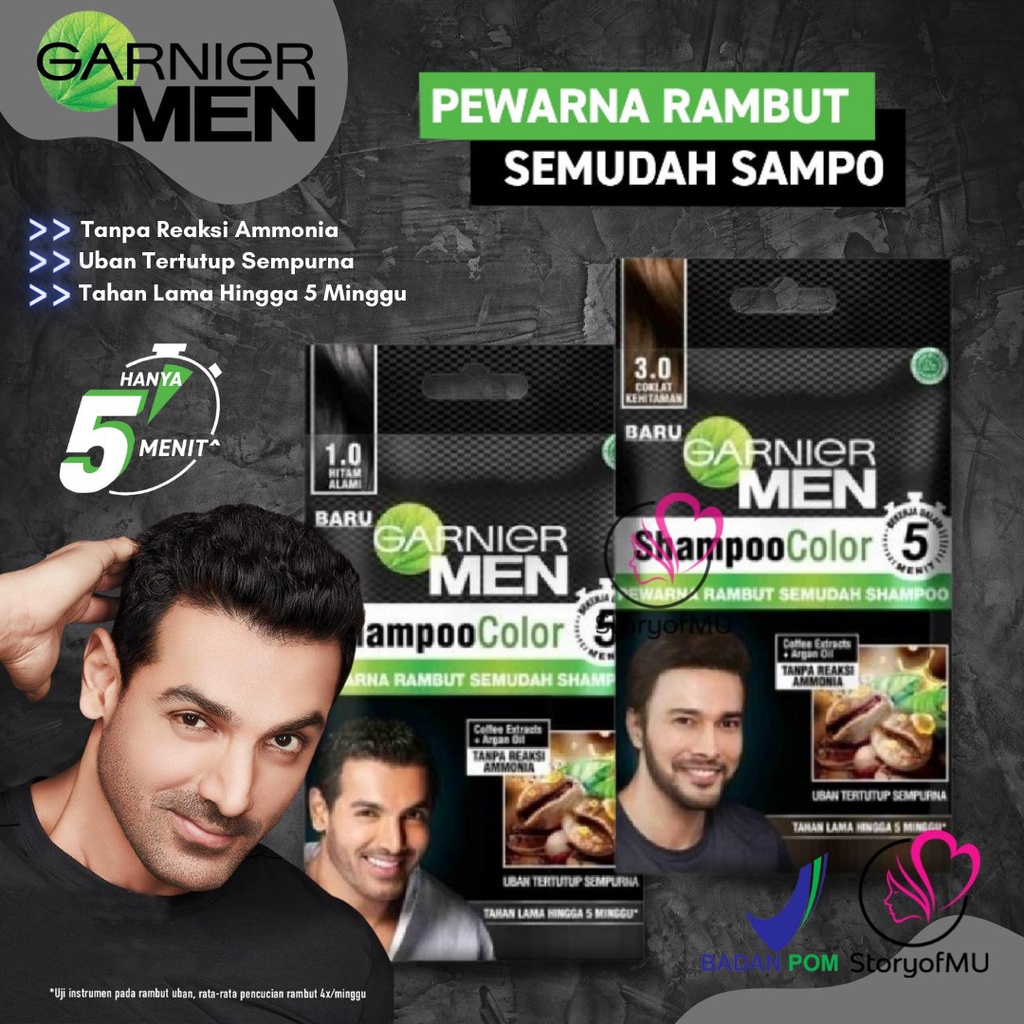 Jual ️ StoryofMU ️ GARNIER MEN Shampoo Color 5 Menit Pewarna Rambut ...