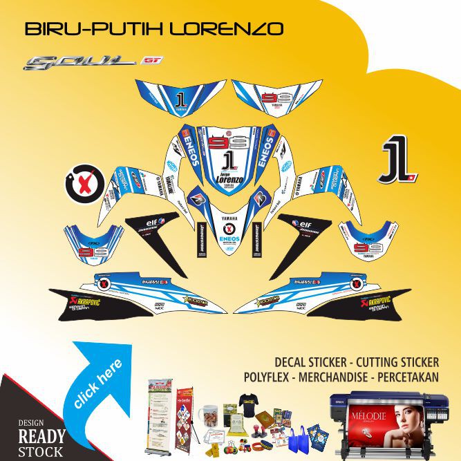 Jual DECAL STICKER MOTOR YAMAHA SOUL GT LORENZO PUTIH BIRU II | Shopee ...