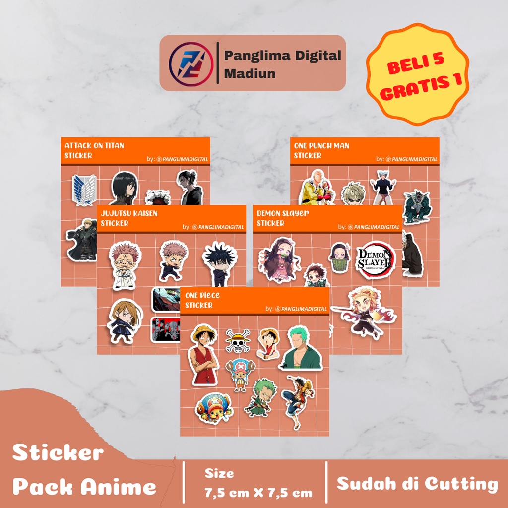 Jual Sticker Anime Sticker Aot Sticker Demonslayer Sticker One Piece ...