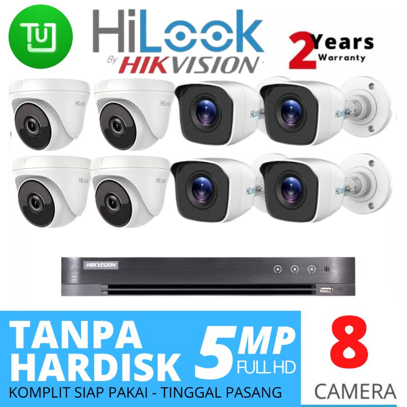Jual PAKET CCTV HILOOK 5MP 8 CHANNEL 8 CAMERA | Shopee Indonesia