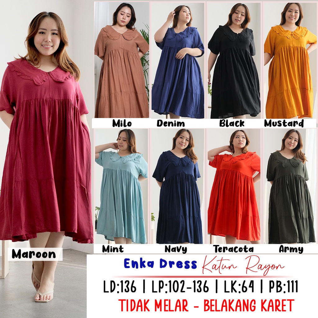 Jual ENKA DRESS WANITA BIGSIZE BIG SIZE JUMBO BESAR MURAH | Shopee ...