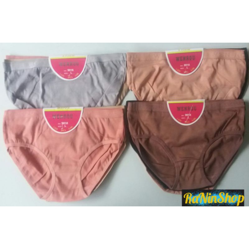 Jual 12 Pcs CD Celana Dalam Wanita Remaja Dewasa Wenrou Polos | Shopee Indonesia