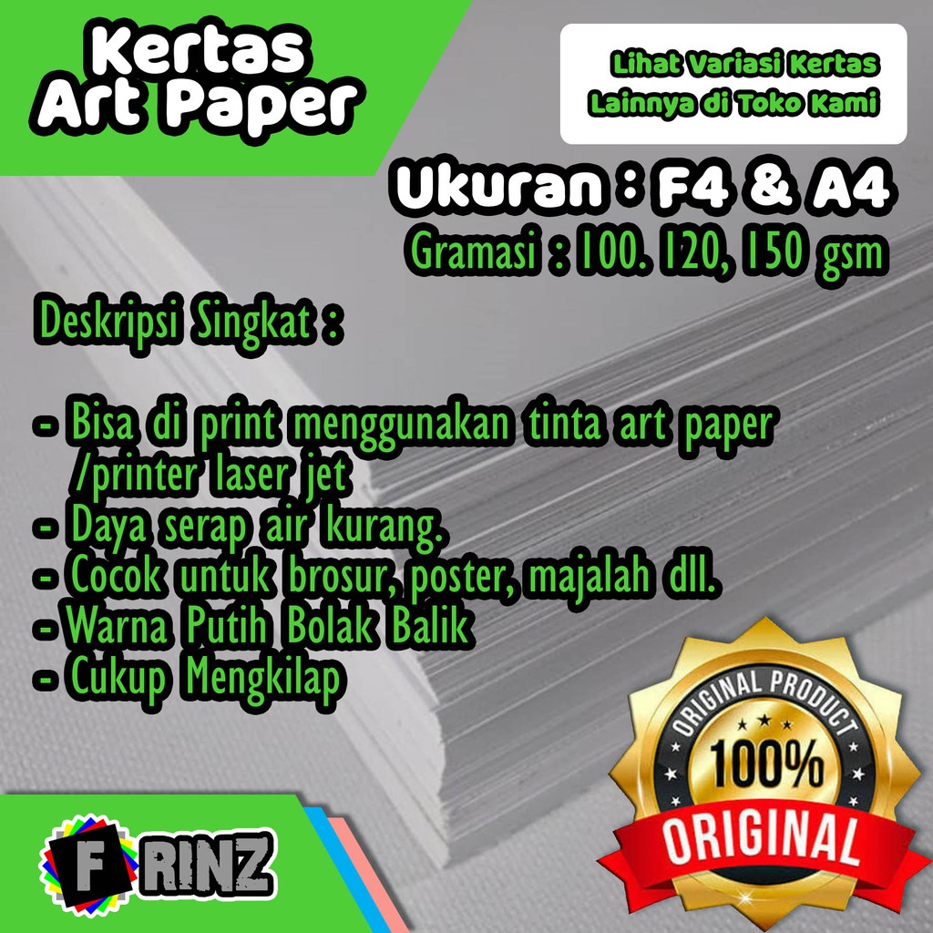 Jual Kertas Art Paper F4 A4 / Kertas Art / Art Carton / Karton Art High ...