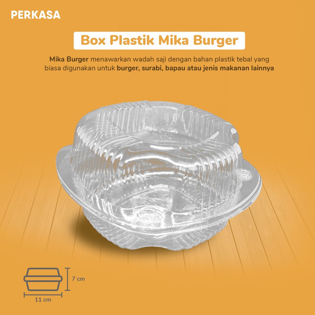 Jual (Isi 50) Mika Hamburger / Box Plastik Mika Burger / Box Bento Mika ...