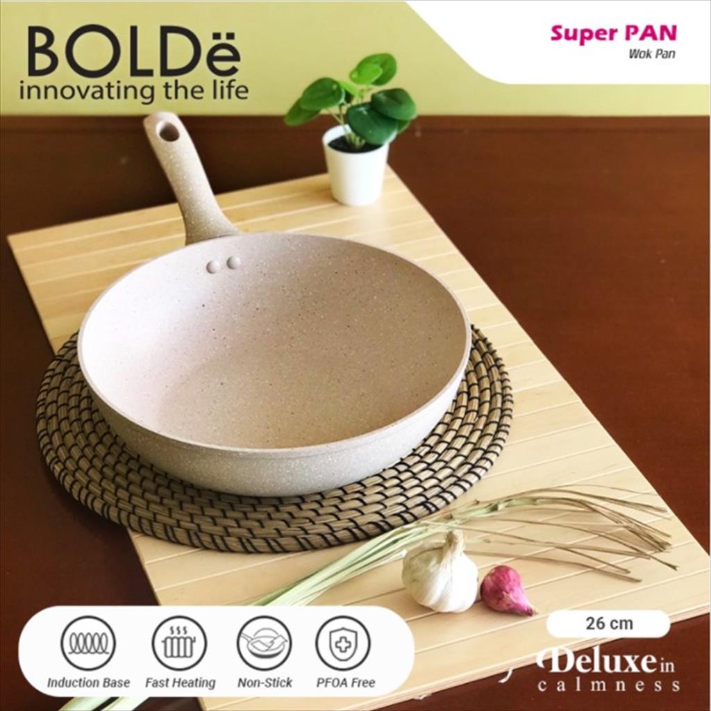 Jual BOLDe Super Pan Wok Pan 26 CM Beige Granite - Panci Wajan ...