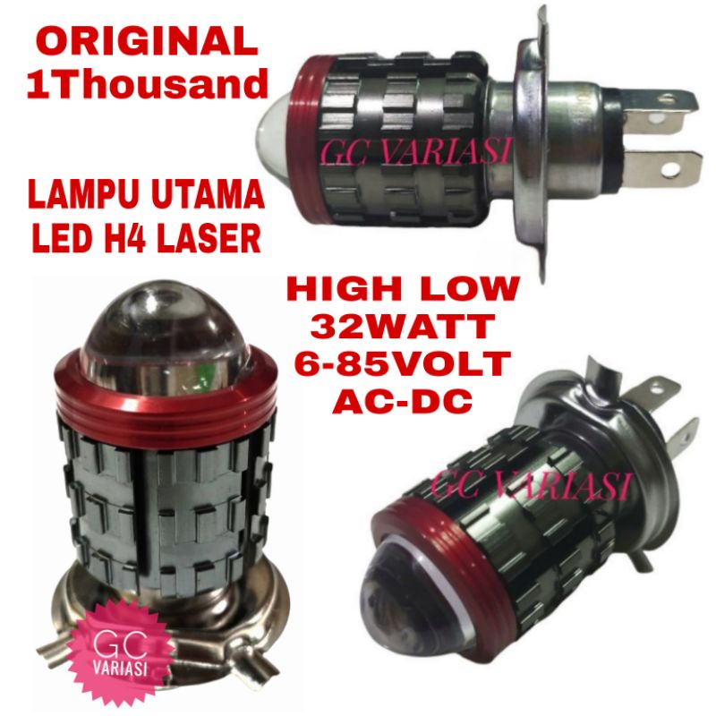 Jual LAMPU UTAMA MOTOR H4 LASER/LAMPU LED MOTOR DEPAN H4 LASER HI/LO AC DC 8W-24Watt 9-80V ...