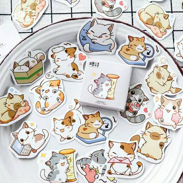 Jual Cartoon Cat Sticker Kucing Stiker Journal | Shopee Indonesia