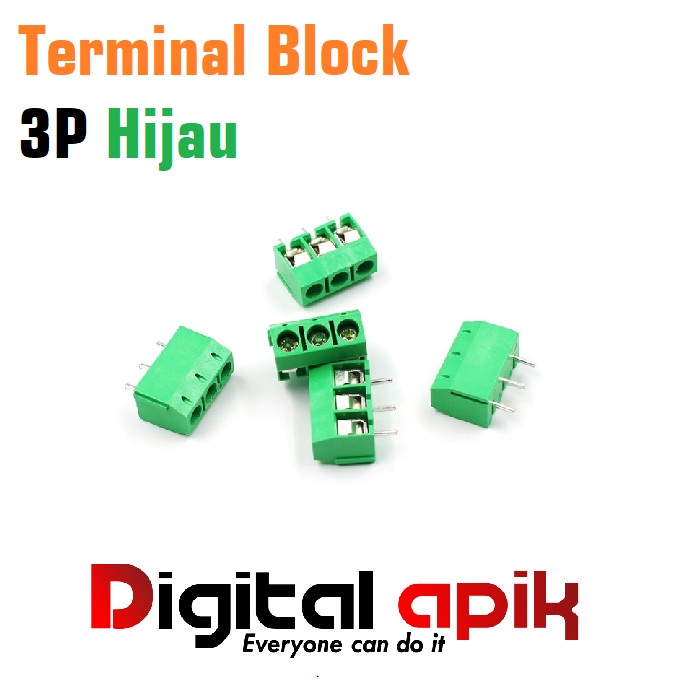 Jual Terminal Block 3 Pin 3P Screw Hijau Pitch 5mm Skrup Blok - Green 3 ...