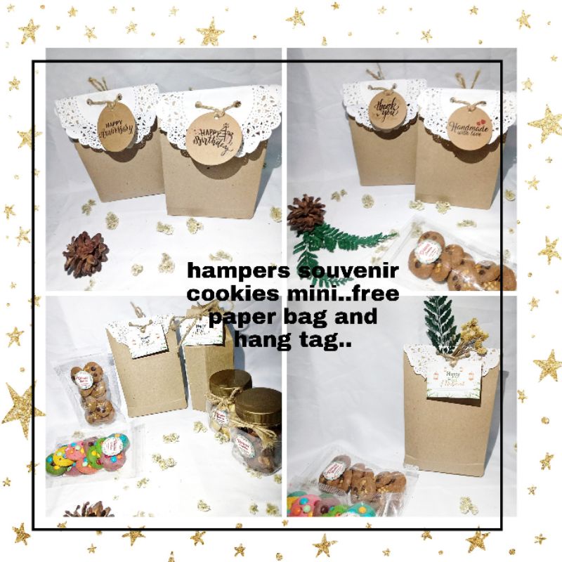 Jual hampers cookies mini tema natal kemasan pouch free paper bag ...