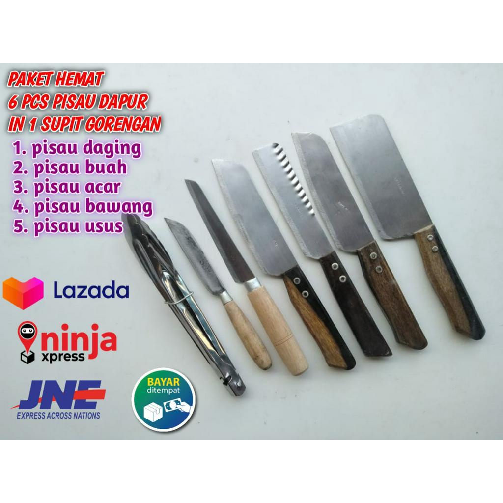 Jual Pisau dapur set isi7 pcs pisau dapur dan penjepit gorengan/pisau ...
