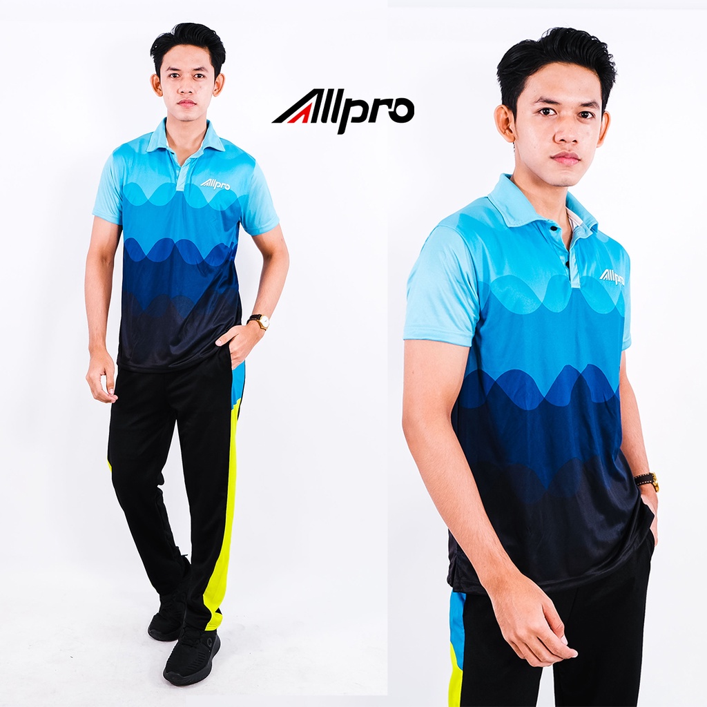 Jual ALLPRO Kaos Sport Jersey Polo senam biru | Shopee Indonesia
