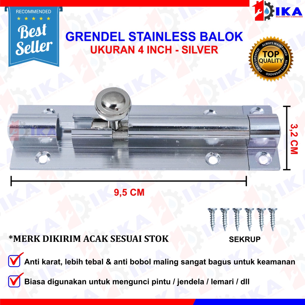 Jual TERMURAH Grendel Stainless Stanlis Tebal Selot Pintu Selot Jendela ...