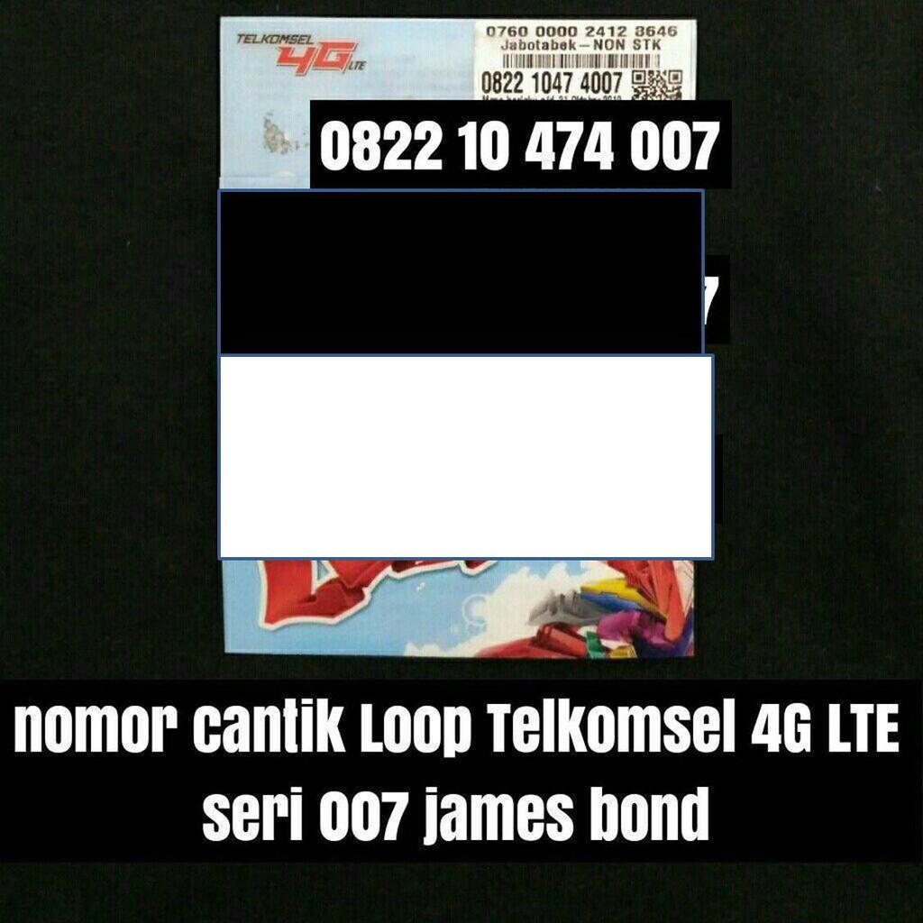 Jual kartu perdana loop telkomsel 4G nomer cantik rapih seri 007 james bond | Shopee Indonesia