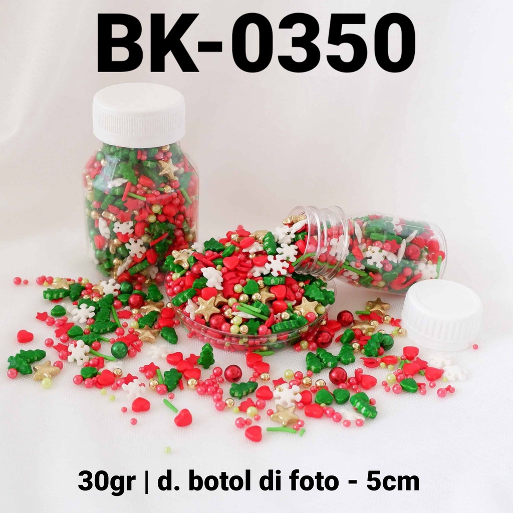 Jual BK-0350 Sprinkles sprinkle springkel 30gr gold merah hijau pohon ...