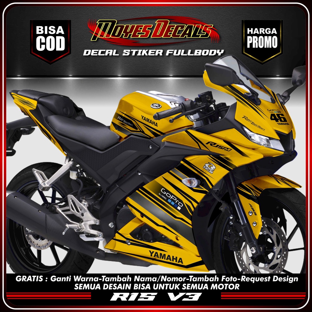 Jual COD stiker decal striping motor r15 v3 stiker fullbody yamaha r15 ...
