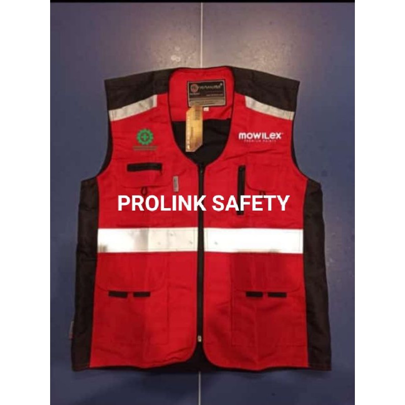 Jual ROMPI SAFETY BAHAN FULL TASLAN MERAH HITAM | Shopee Indonesia