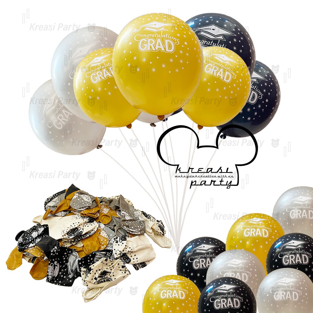 Jual ECER Balon Latex Motif Graduation / balon latex wisuda / balon ...