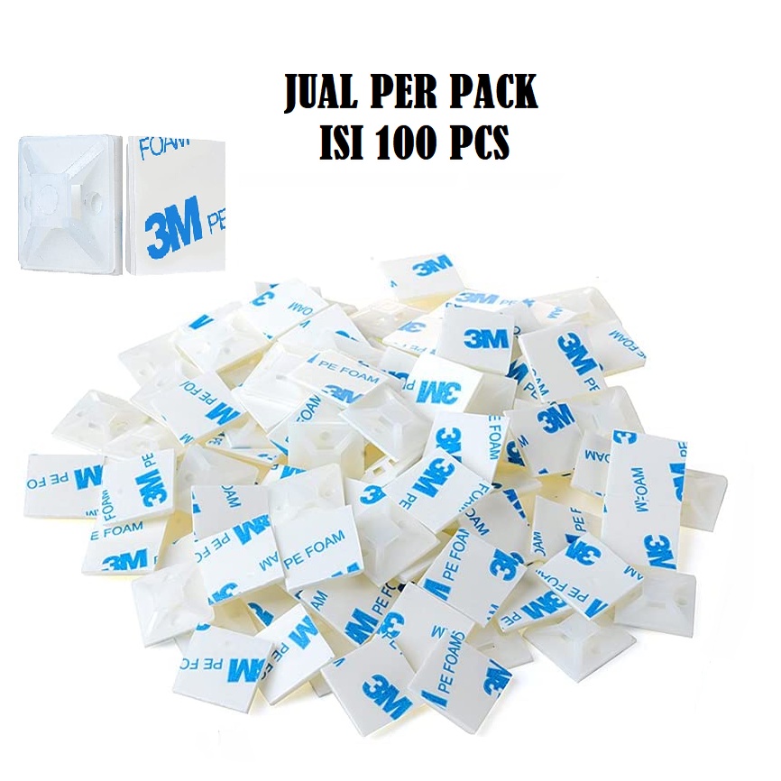 Jual Perpack Dudukan Kabel Tis 20 x 20 mm Putih Cable Ties Mount 2 X 2 ...
