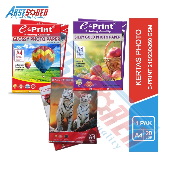 Jual KERTAS POTO PAPER A4 E-PRINT [20 SHEET/210 230 260 GSM] / CETAK ...