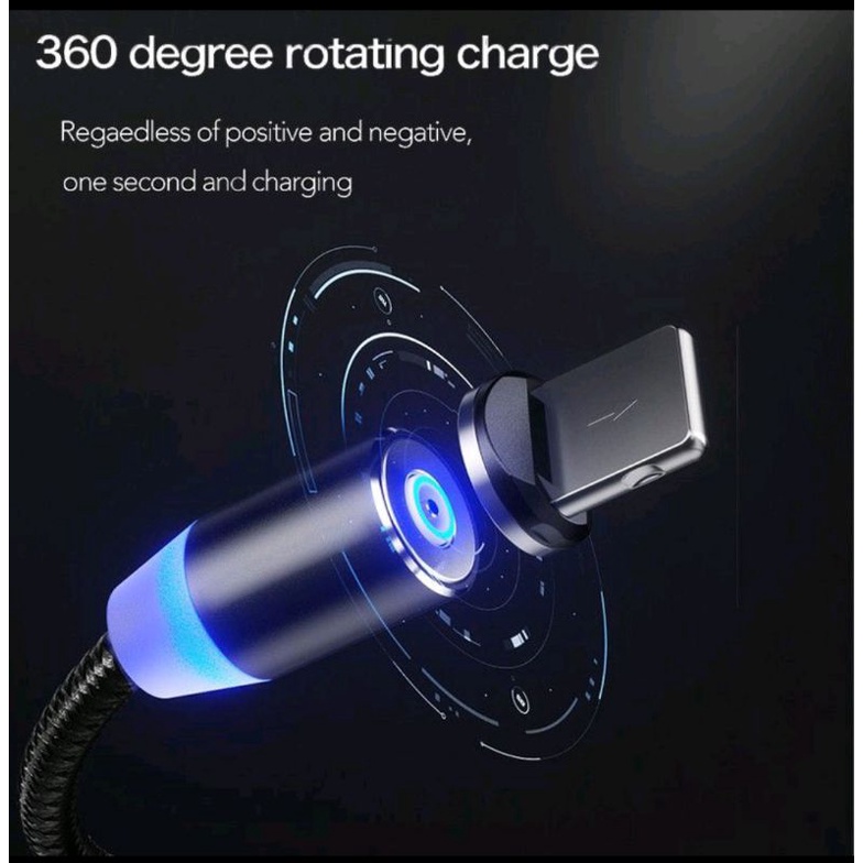 Jual KABEL DATA Magnetic 3 in 1 Micro USB Type C Lightning 3A LED Cable ...
