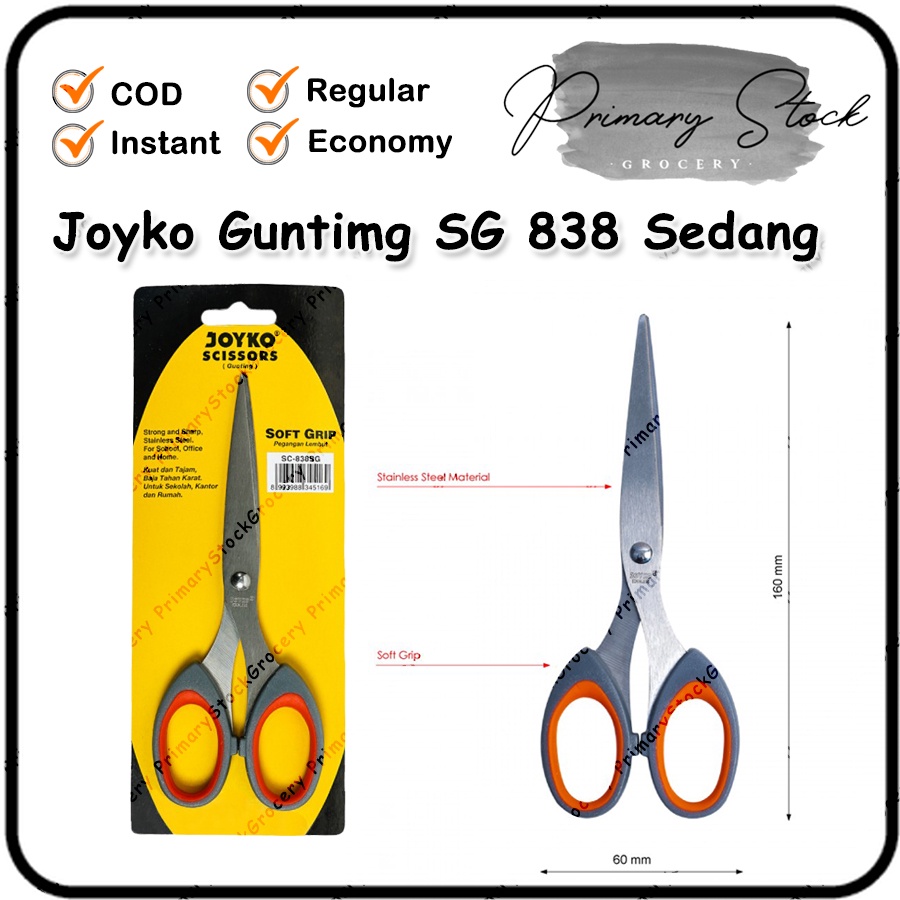 Jual Gunting Kertas Stainless Joyko Paper Scissors Soft Grip SC-838sg ...