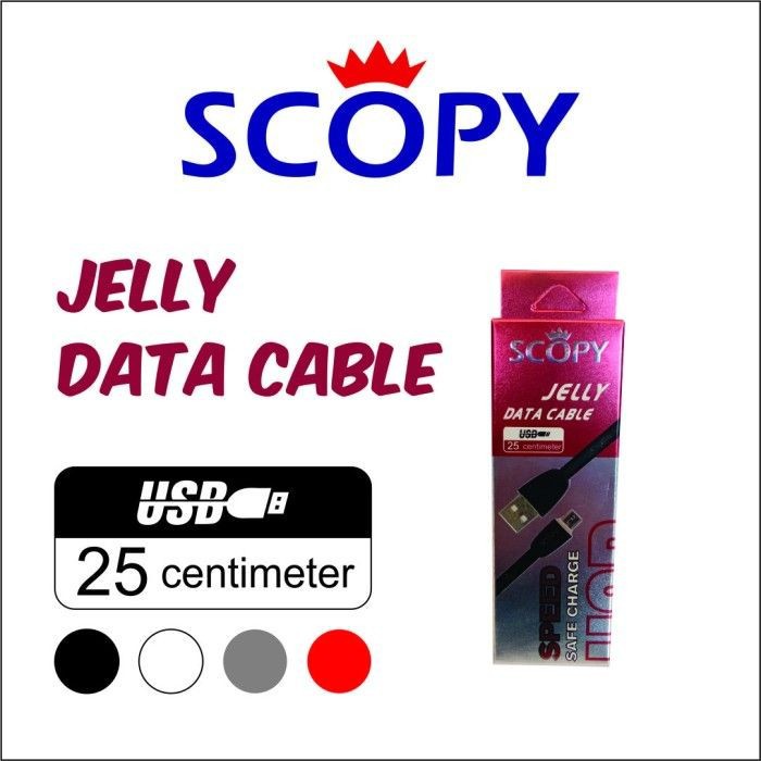Jual kabel data SCOPY JELLY Micro pendek 25 cm Cable Charger | Shopee ...