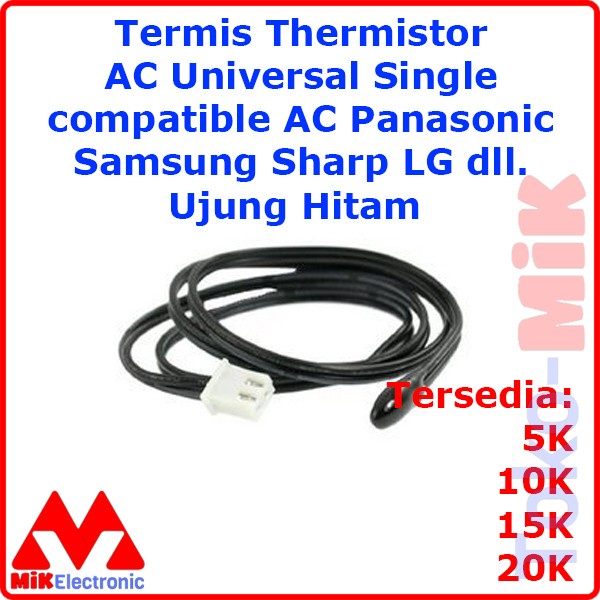 Jual Termis AC Thermistor AC Sensor Suhu AC Probe Single Ujung Hitam ...