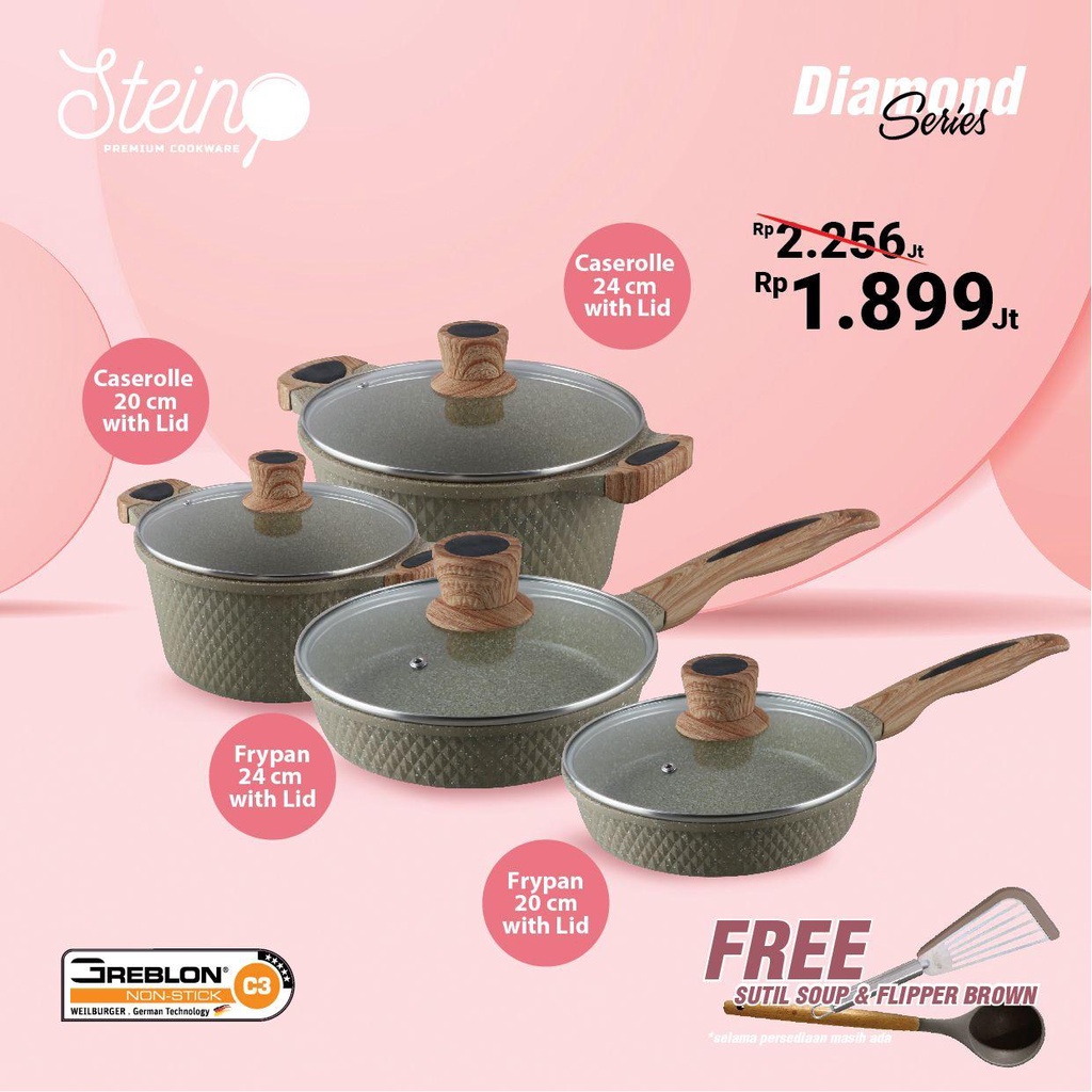 Jual STEINCOOKWARE / STEIN COOKWARE PAKET DIAMOND SERIES ( CASSEROLE 20 ...