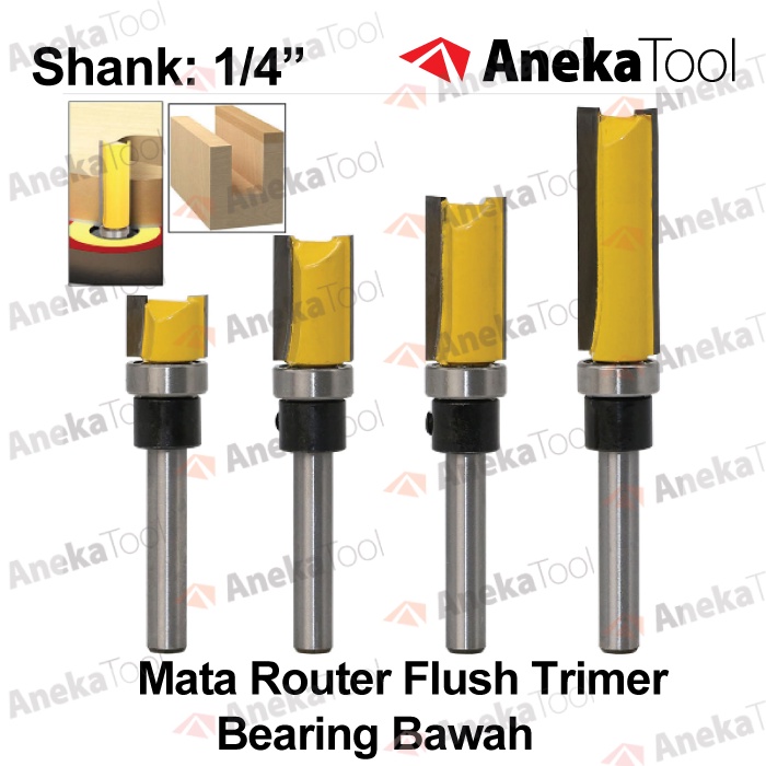 Jual Mata Profil Router 1/4 Flush Trimmer Bits - Bearing Bawah | Shopee ...