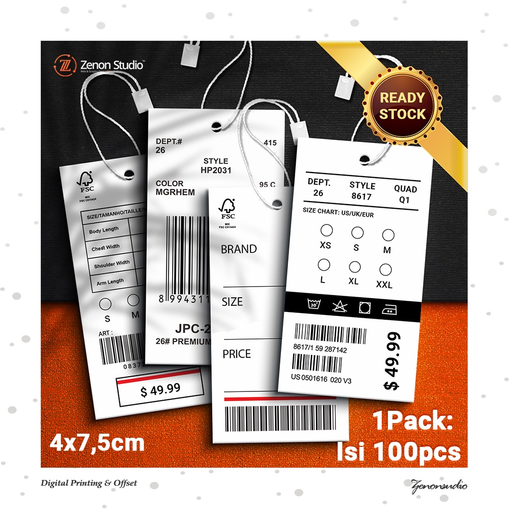Jual [100pcs] Hangtag / Hang Tag Barcode Thriff Harga Ready Stock (Uk ...