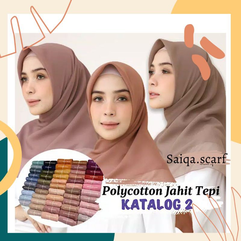 Jual Hijab Poly Cotton type 2, Segi Empat, Jahit Tepi Hijab Poton ...