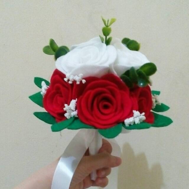 Jual Buket bunga pernikahan wedding kado ultah bunga flanel bunga ...
