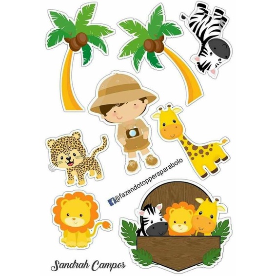 Jual Topper cake kue taman safari kebun binatang free custom nama dan ...