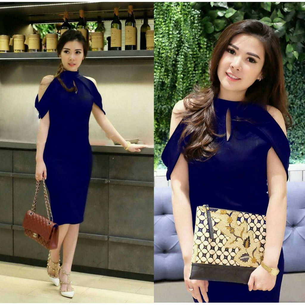 Jual B0101 FF 03 Fashion Navy bhn twistcone terusan pesta blue natal ...