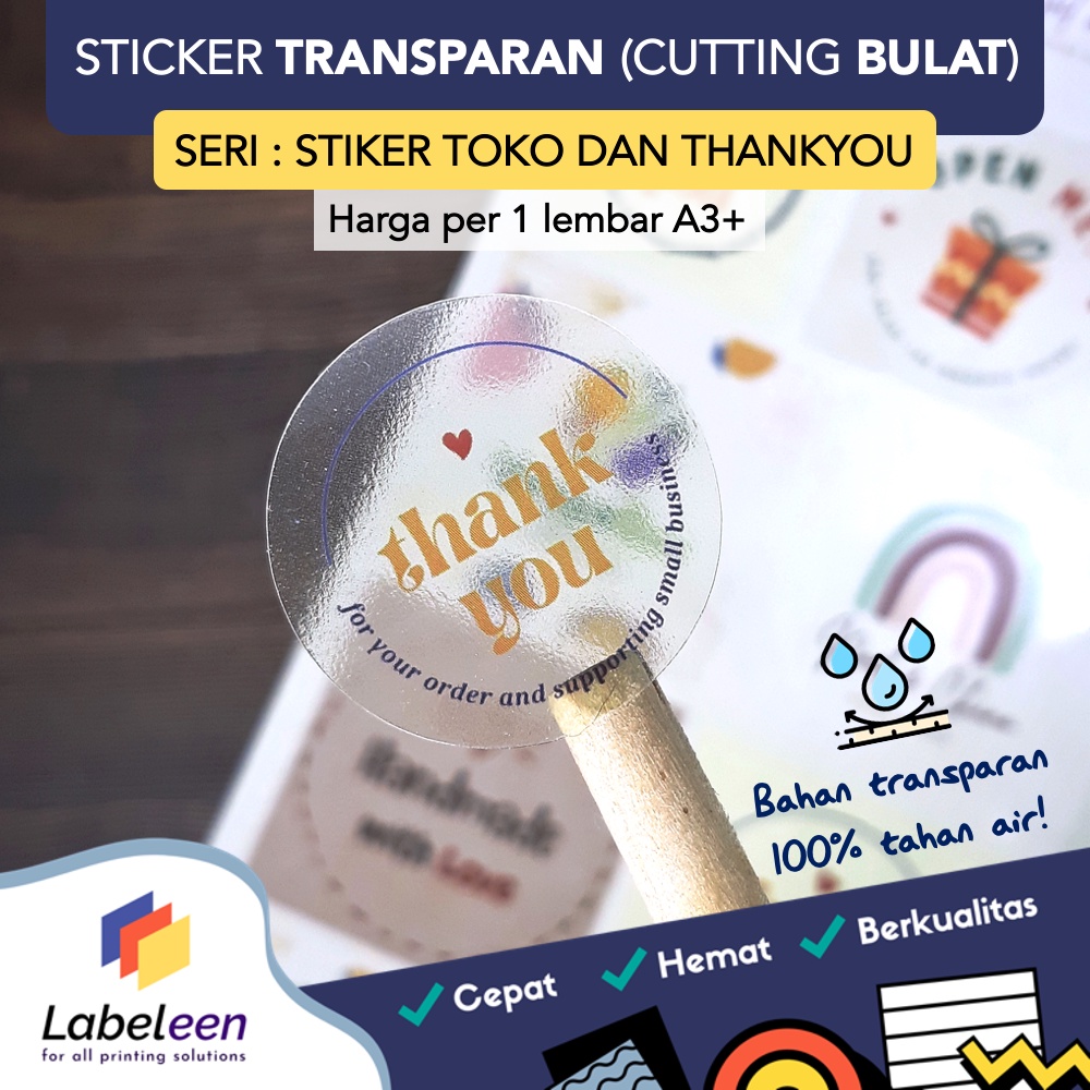 Jual Cetak Sticker TRANSPARAN Custom Cutting Bulat [HARGA PER A3+ TANPA ...