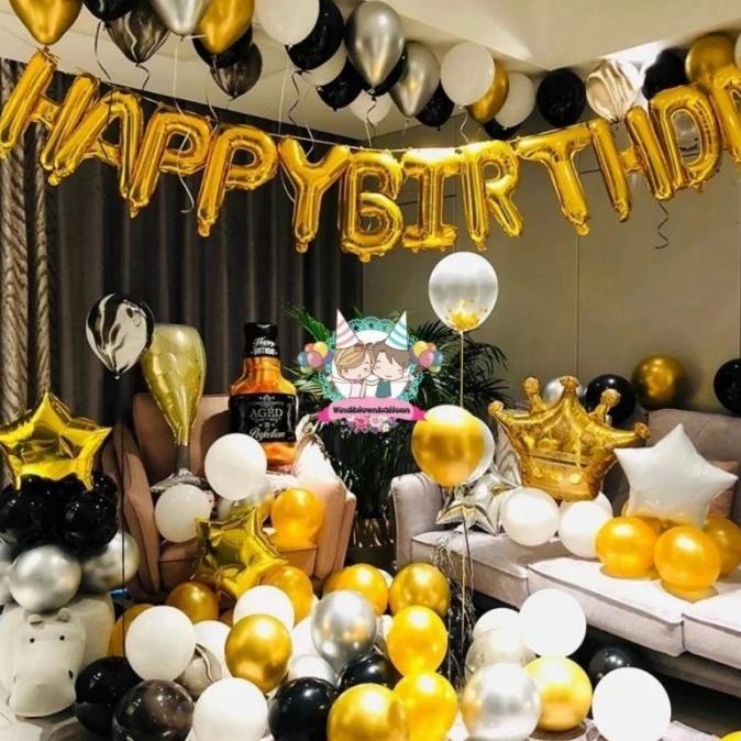 Jual Windblown Balloon Set Birthday Party Gold/Paket Dekorasi Ultah ...