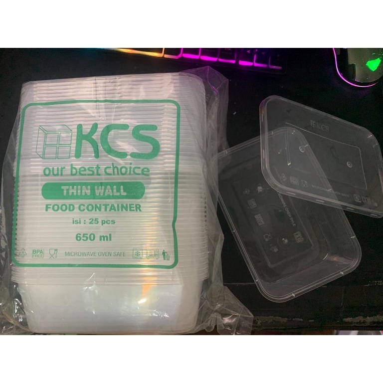 Jual ThinWall Food Container / Thinwall Rectangle KCS 650ml Isi 25pcs ...