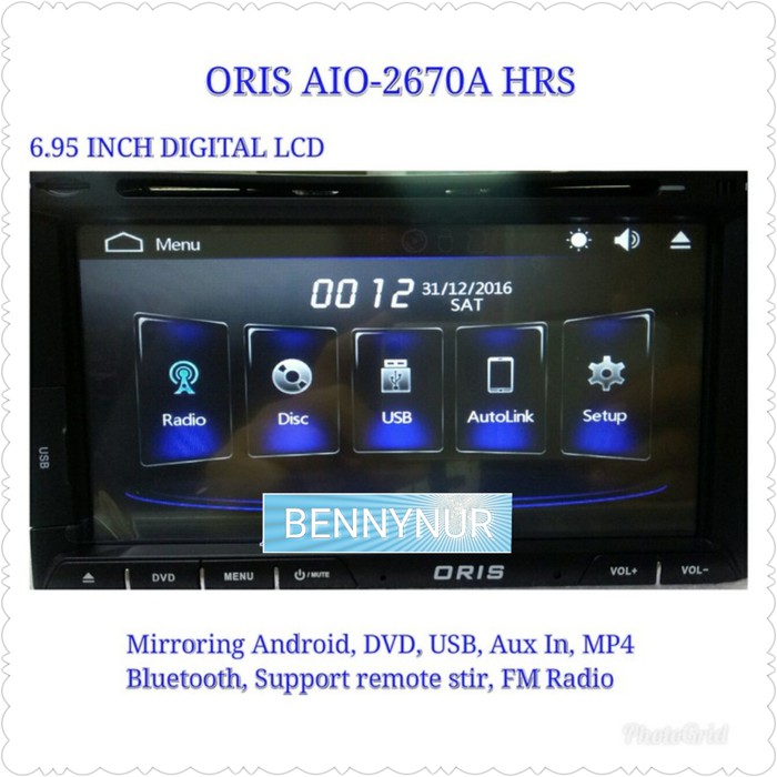 Jual ASIAPP !! HEAD UNIT TV MOBIL DOUBLE DIN ORIS AIO-2670A-HRS MIRROR ...