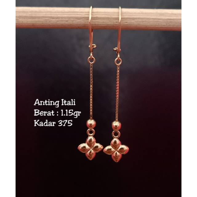 Jual Anting Emas Model Itali Berat 1.15gr Kadar 375 | Shopee Indonesia