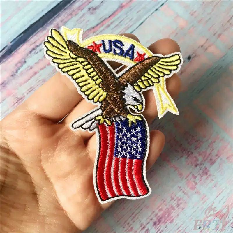 Jual Bordir Eagle USA iron on Patch Amerika Serikat Hot Melt Jaket Jeans Kemeja Denim Emblem ...