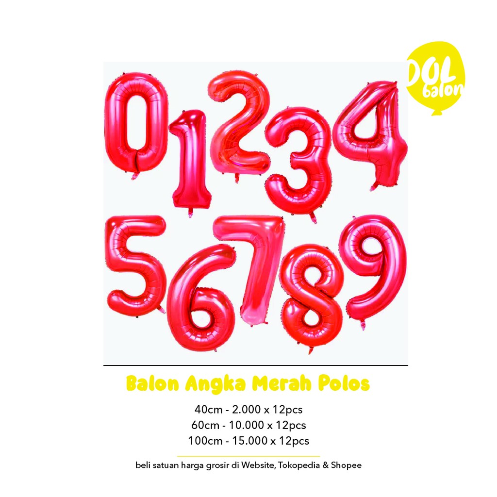 Jual Balon Angka merah 60cm | Shopee Indonesia