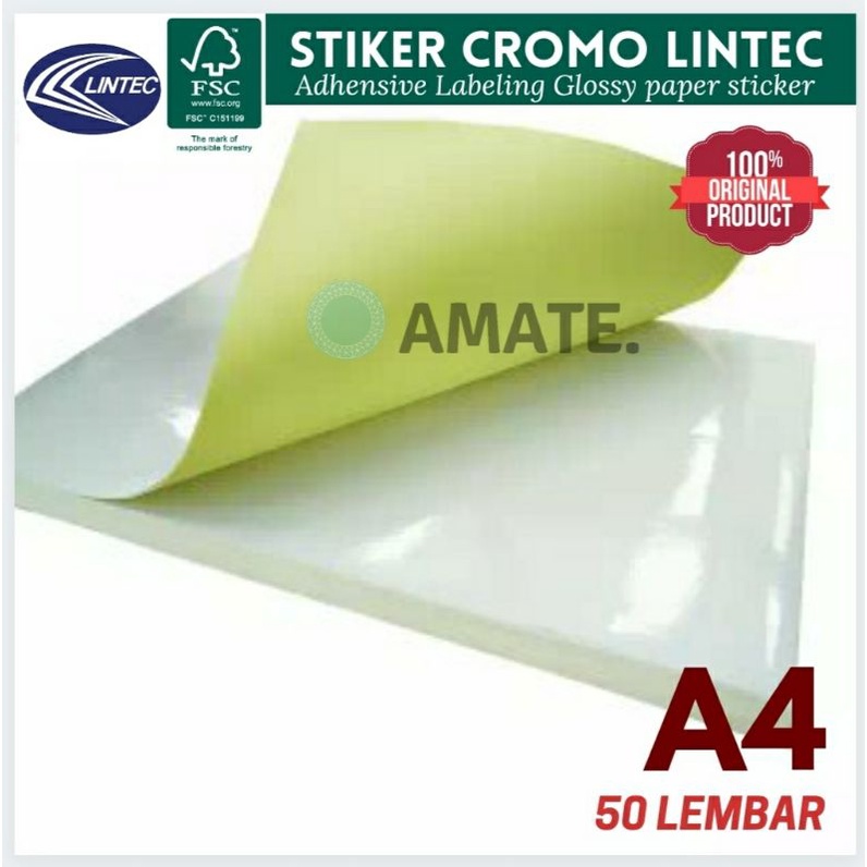 Jual Sticker/Stiker Cromo Lintec A4 isi 50 Lembar | Kertas Stiker ...