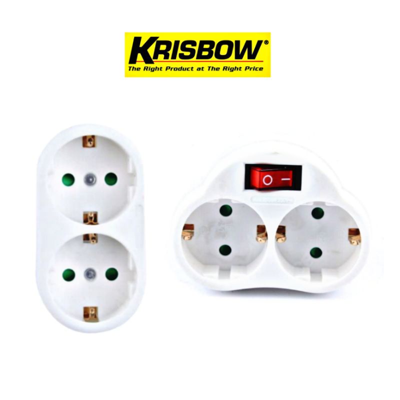 Jual Colokan listrik 2 lubang krisbow / steker arde 2 arah / krisbow ...