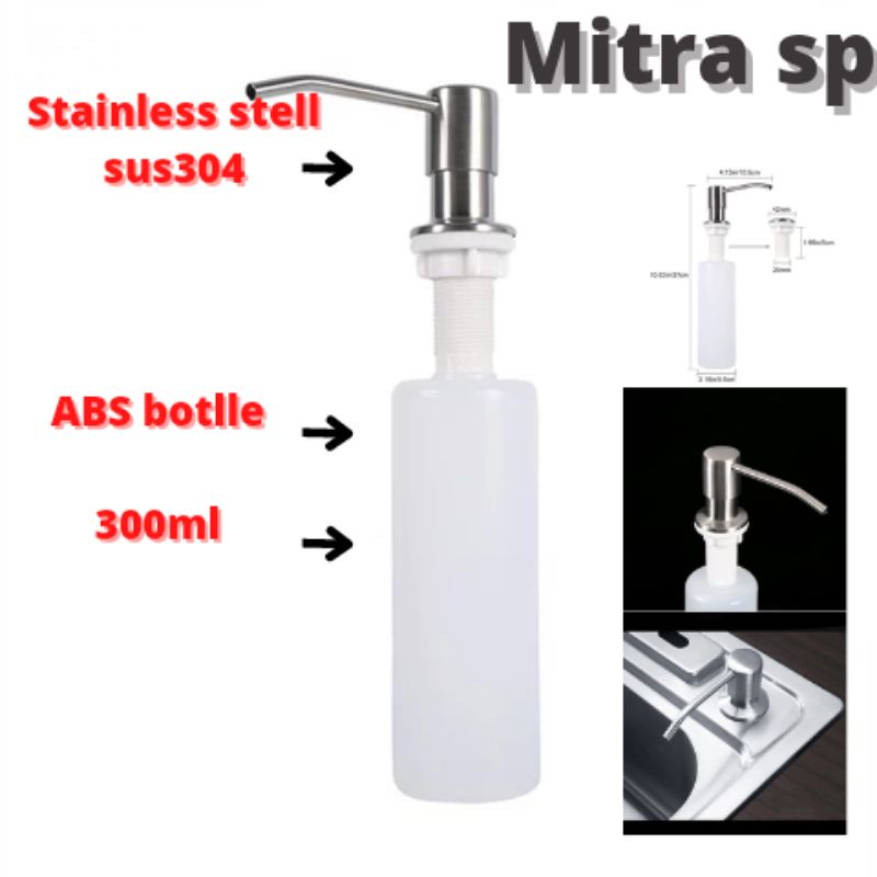 Jual 057sp Soap Botlle Tempat Sabun Cair Botol Disfenser Stainless Stell 304 300ml Cuci Tangan ...