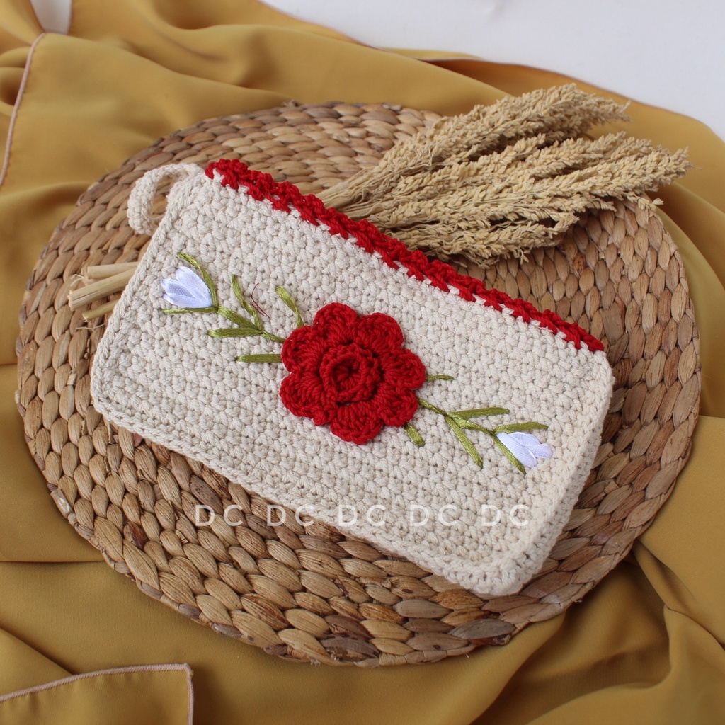 Jual dompet dua ruang rajutan handmade / dompet panjang vintage rajut ...