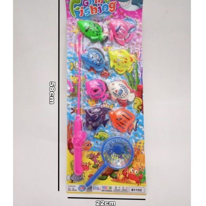 Jual MAINAN PANCING IKAN B.1152 PANCINGAN IKAN 8pcs + JARING PENANGKAP ...