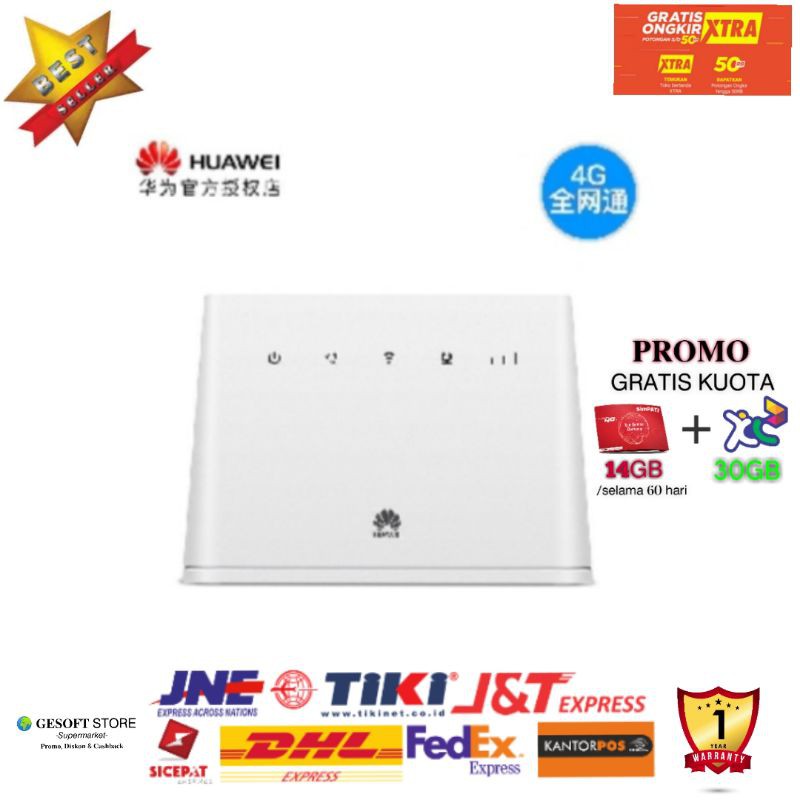 Jual Huawei B311AS-853 4G LTE Wireless Router WiFi Free Simpati 14Gb ...